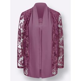 sheego Gro&szlig;e Gr&ouml;&szlig;en Spitzenbluse im Twinset-Look, violett, Gr&ouml;&szlig;e 52 - Damen