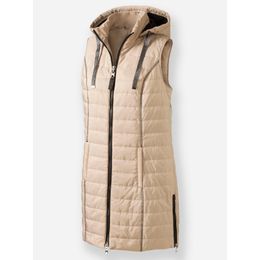 WITT Damen Longweste mit abnehmbarer Kapuze, beige, Gr&ouml;&szlig;e 36