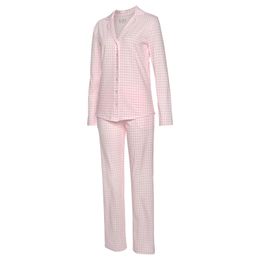 Vivance Dreams by Lascana Damen Pyjama, rosa-wei&szlig;, Gr&ouml;&szlig;e 40/42