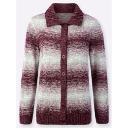WITT Damen Strickjacke im Farbverlauf, violett-burgund-geringelt, Gr&ouml;&szlig;e 40