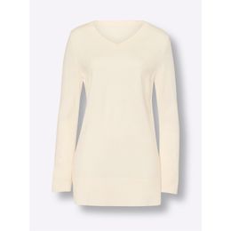 WITT Damen Longpullover mit langen Seitenschlitzen, champagner, Gr&ouml;&szlig;e 38