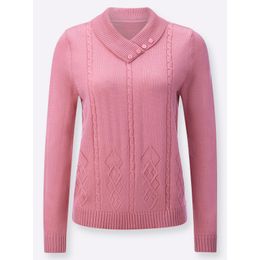 WITT Damen V-Ausschnitt-Pullover mit Schmuckkn&ouml;pfen, altrosa, Gr&ouml;&szlig;e 52