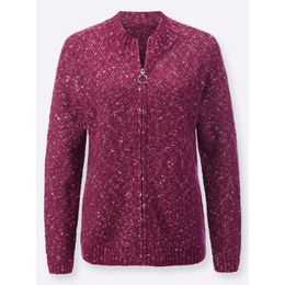 WITT Damen Strickjacke in Melange-Qualit&auml;t, malve-meliert, Gr&ouml;&szlig;e 44