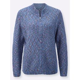 WITT Damen Strickjacke in Melange-Qualit&auml;t, mittelblau-meliert, Gr&ouml;&szlig;e 40