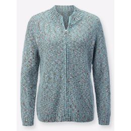 WITT Damen Strickjacke in Melange-Qualit&auml;t, ozean-meliert, Gr&ouml;&szlig;e 40