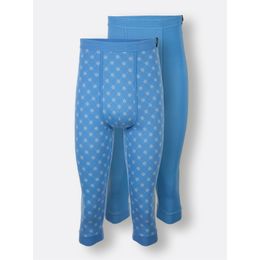 w&auml;schepur men Herren Hose 3/4-lang, mittelblau + mittelblau-bedruckt, Gr&ouml;&szlig;e 6