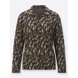 WITT Damen Poloshirt in Jacquard-Qualit&auml;t, schwarz-braun-gemustert, Gr&ouml;&szlig;e 44