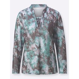 WITT Damen Langarmshirt im Grafik-Muster, salbei-steingrau-bedruckt, Gr&ouml;&szlig;e 50