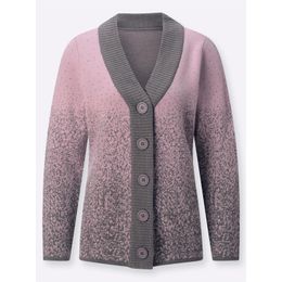 WITT Damen Strickjacke im Farbverlauf, mauve-anthrazit-gemustert, Gr&ouml;&szlig;e 38