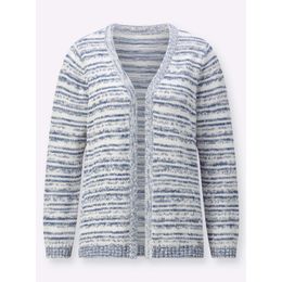 WITT Damen Strickjacke aus reiner Baumwolle, hellgrau-rauchblau-meliert, Gr&ouml;&szlig;e 40