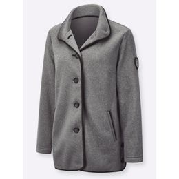 WITT Damen Fleecejacke mit hohen Seitenschlitzen, grau-meliert, Gr&ouml;&szlig;e 54
