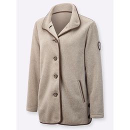 WITT Damen Fleecejacke mit hohen Seitenschlitzen, sesam-meliert, Gr&ouml;&szlig;e 40