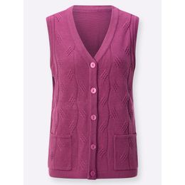 WITT Damen Strickweste mit Zopfmuster, erika, Gr&ouml;&szlig;e 42