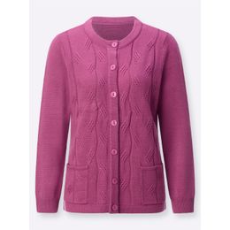 WITT Damen Strickjacke mit Zopfmuster, erika, Gr&ouml;&szlig;e 38