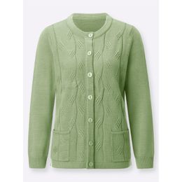 WITT Damen Strickjacke mit Zopfmuster, eucalyptus, Gr&ouml;&szlig;e 38
