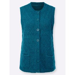 WITT Damen Strickweste in Boucl&eacute;-Qualit&auml;t, aquapetrol-meliert, Gr&ouml;&szlig;e 40