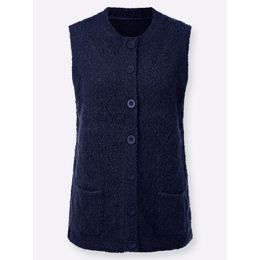WITT Damen Strickweste in Boucl&eacute;-Qualit&auml;t, marine-meliert, Gr&ouml;&szlig;e 48