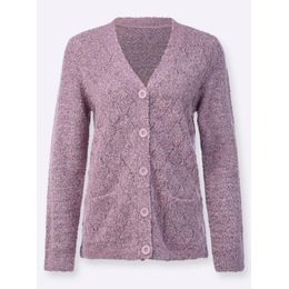 WITT Damen Strickjacke in Boucl&eacute;-Optik, mauve-meliert, Gr&ouml;&szlig;e 44