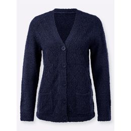 WITT Damen Strickjacke in Boucl&eacute;-Optik, marine-meliert, Gr&ouml;&szlig;e 38