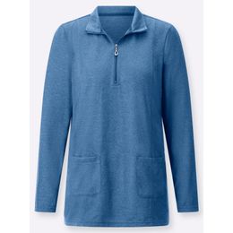 WITT Damen Longshirt, mittelblau-meliert, Gr&ouml;&szlig;e 52