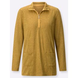 WITT Damen Longshirt, ocker-meliert, Gr&ouml;&szlig;e 38