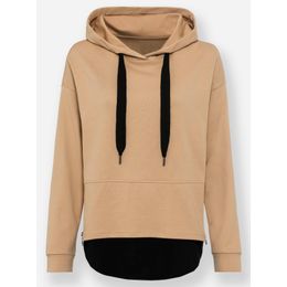 Heine Witt Damen Kapuzensweatshirt in 2-in-1-Optik, camel, Gr&ouml;&szlig;e 50