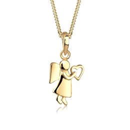Elli Halskette 925 Sterling Silber Engel, Herz in Gold | Gr.: 55 cm