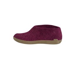 glerups Hausschuh Ledersohle in Cranberry | Gr.: 48