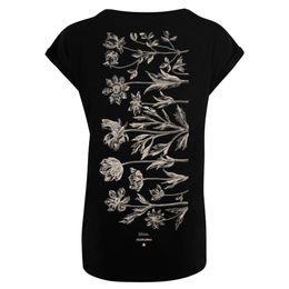 F4NT4STIC Extended Shoulder T-Shirt Blumenmuster Blau in schwarz | Gr.: XS
