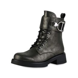 VAN HILL Schnürstiefeletten Beatrix in Grün Metallic | Gr.: 36