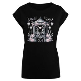 F4NT4STIC Extended Shoulder T-Shirt Skelett Paar Valentinstag in schwarz | Gr.: XS