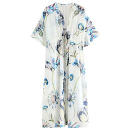 next Strandkleid Damen Größe 38 blau / azur / oliv / weiß
