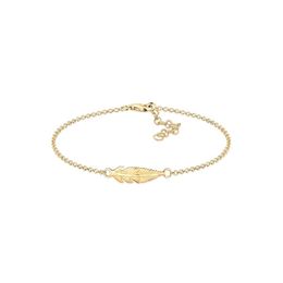 Elli Armband 925 Sterling Silber Feder in Gold | Gr.: 19 cm