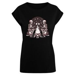 F4NT4STIC Extended Shoulder T-Shirt Skelette Lagerfeuer Marshmallow in schwarz | Gr.: 3XL