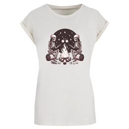 F4NT4STIC Extended Shoulder T-Shirt Skelette Lagerfeuer Marshmallow in Whitesand | Gr.: XXL