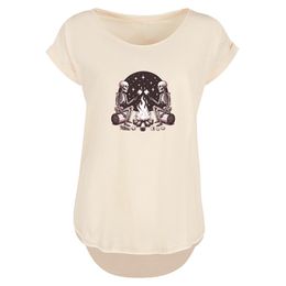 F4NT4STIC Long Cut T-Shirt Skelette Lagerfeuer Marshmallow in Whitesand | Gr.: XS