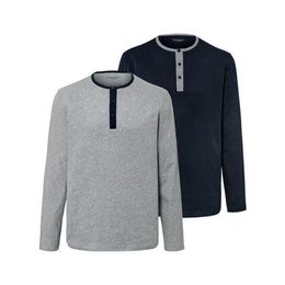 Tchibo - 2 Pyjama-Shirts - Herren - Gr. S - dunkelblau/gestreift
