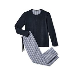 Tchibo - Pyjama mit gewebter Hose - Herren - Gr. XL - dunkelblau/gestreift