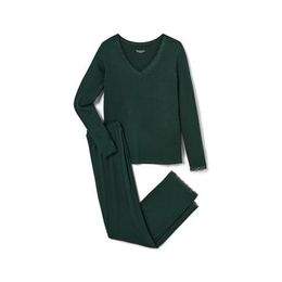 Tchibo - Pyjama mit Spitzenbesatz - Damen - Gr. XL - dunkelgrün