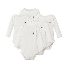 Tchibo - 5 Langarmbodys - Newborn - Gr. 50/56 - rot/print