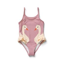 Tchibo - Kinder-Badeanzug mit Rüschen - Mädchen - Gr. 98/104 - rosa/print