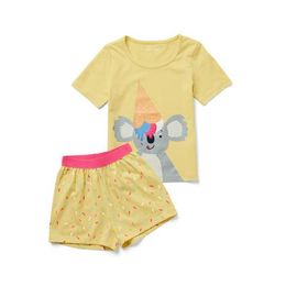 Tchibo - Kinder-Shorty-Pyjama - Herren - Gr. 110/116 - beige/print