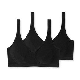2 Schiesser Bustiers mit Cups und Bio-Baumwolle - Damen - Gr. 80B - schwarz