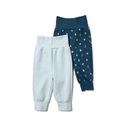 Tchibo - 2 Baby-Sweathosen - Newborn - Gr. 50/56 - hellblau/print