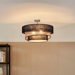 LINDBY Deckenlampe Ayvira, schwarz/gold, Textil, 56 cm, E27