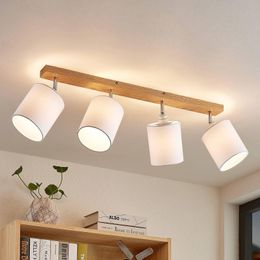 LINDBY Deckenstrahler Imarin, 81 cm, weiß, 4-flammig, Holz