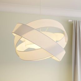 LINDBY Pendellampe Simaria, weiß, Textil, Ø 60 cm, E27