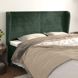 vidaXL Kopfteil mit Ohren Dunkelgrün 183x23x118/128 cm Samt