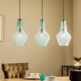 LINDBY Hängeleuchte Drakar, 3-flg., hellblau, Glas, Ø 25 cm