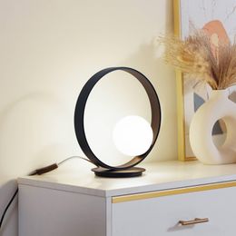 LUCANDE LED-Tischleuchte Luneo, schwarz/opal, Glas, dimmbar